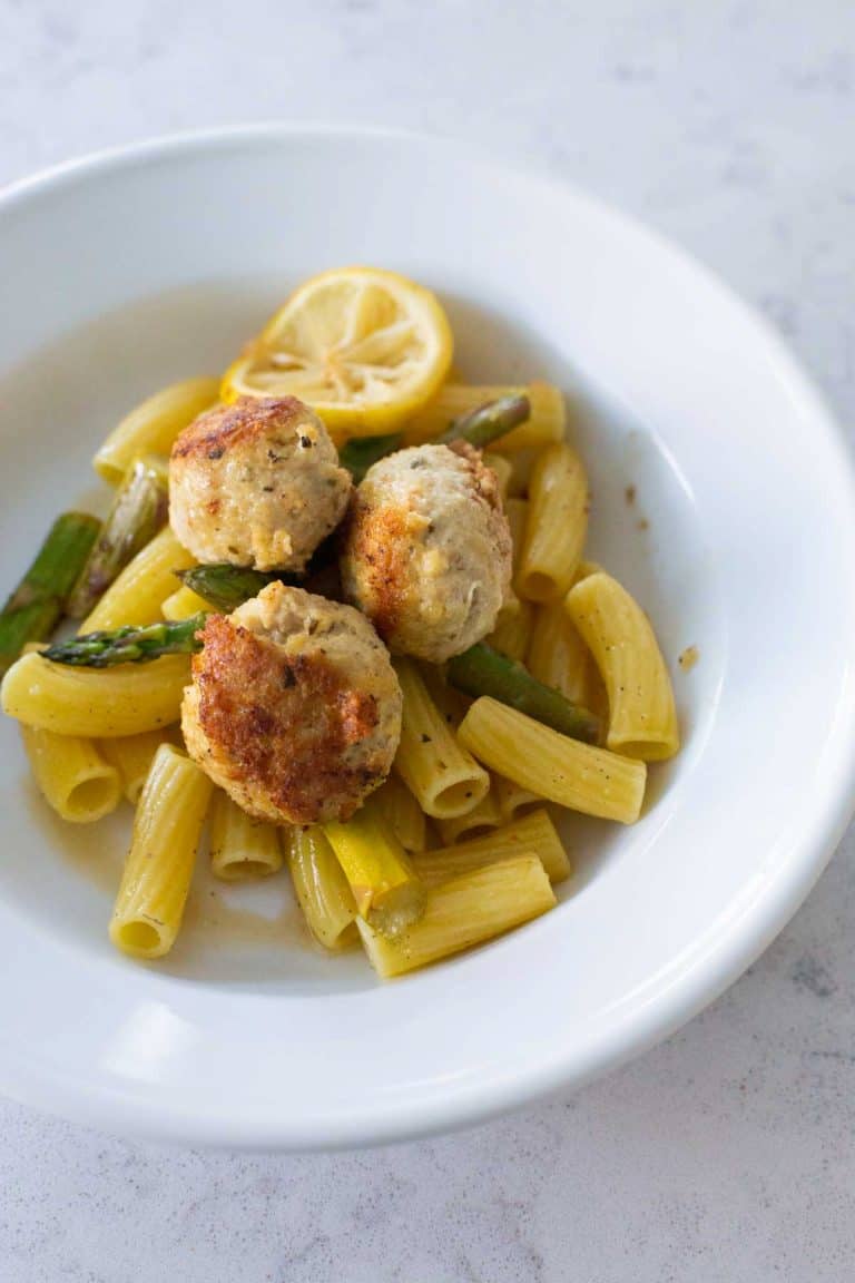 Romano Chicken Meatballs with Lemon Sauce - Peanut Blossom