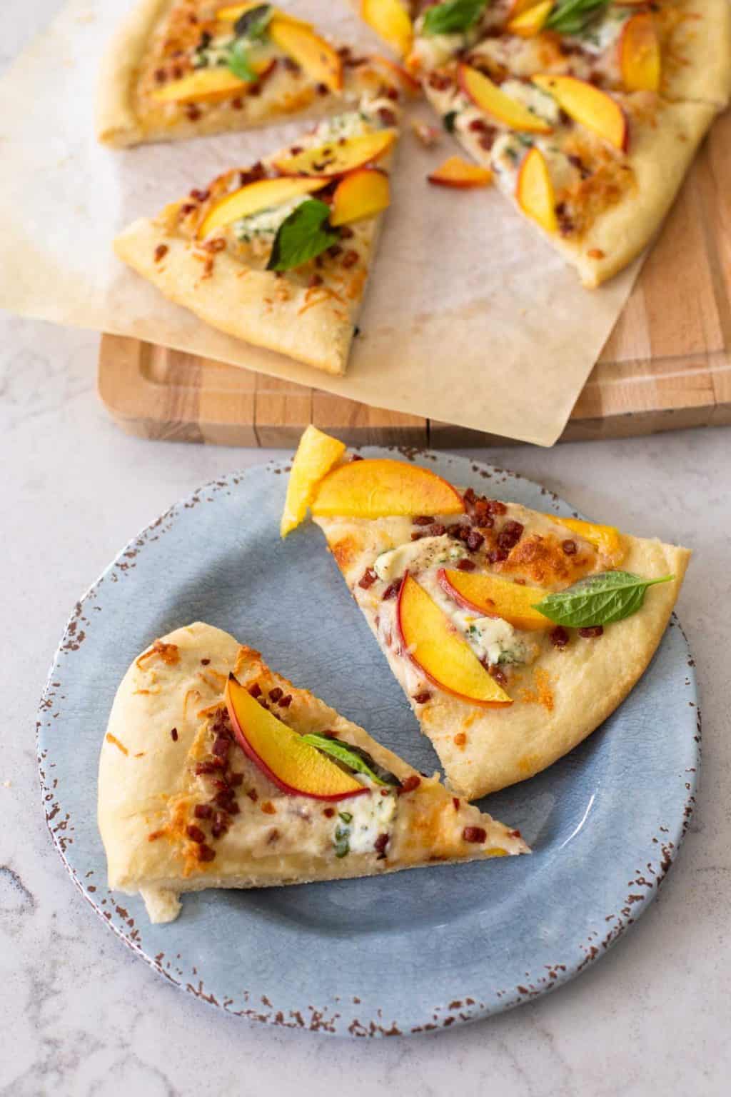 Fresh Peach Pizza with Pancetta - Peanut Blossom